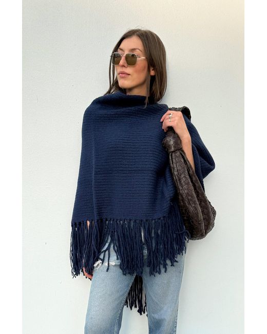 Kato Fringe Poncho in Blue | Lyst
