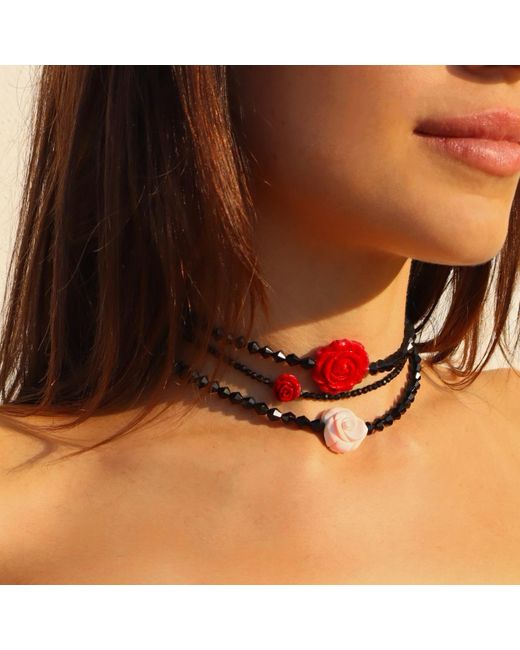 Mineralgems•Studio Onyx Choker With Shell Flower in Metallic | Lyst