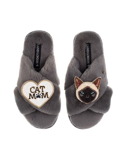 Laines London Classic Laines Slippers With Cat Mum Mom & Siamese Cat ...