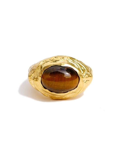 Krush Olani Tiger's Eye Chunky Molten Ring in Metallic | Lyst UK