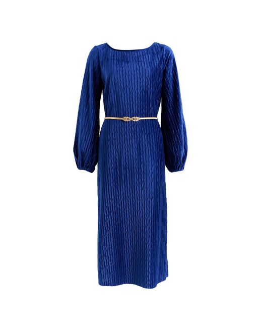 Louche Milene Velvet Pleat Midi Dress in Blue | Lyst UK