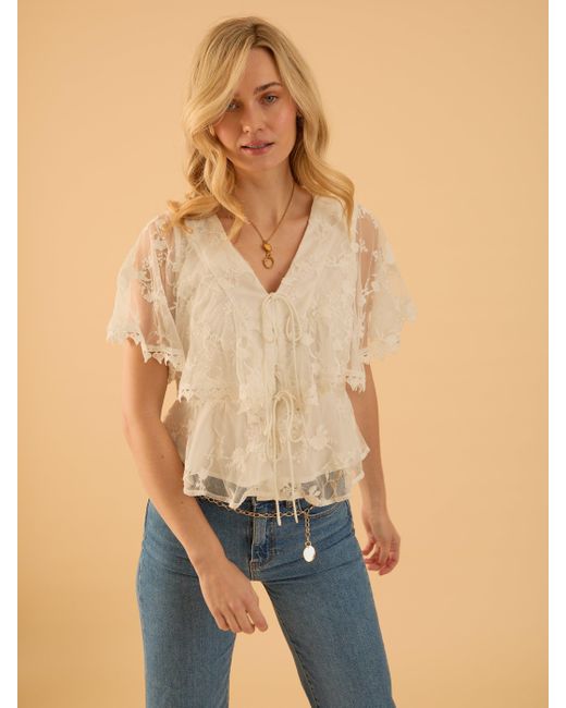 Rose & Nancy Ellen Ivory Lace Embroidery Blouse in White | Lyst