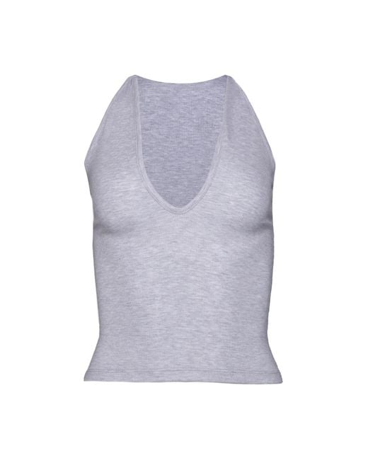 Earth Body 'Pure Plunge Ribbed Sculpt-Body Tank in Purple | Lyst
