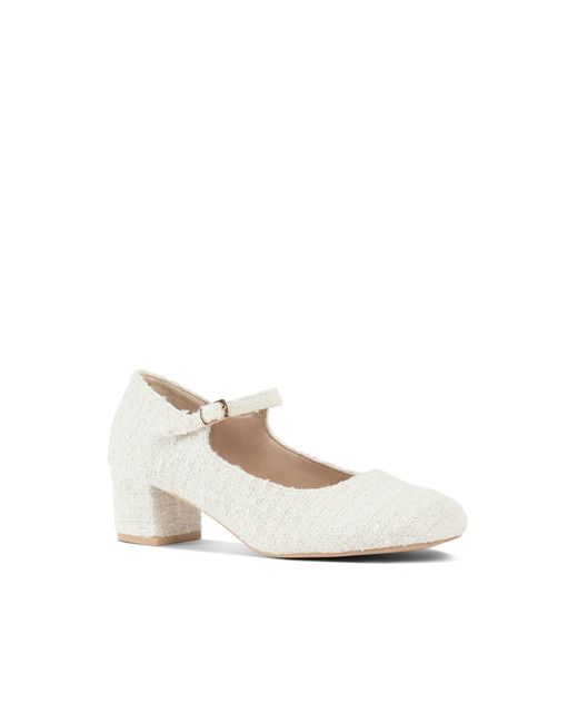 Rag & Co Antara Tweed Mary Jane Sandals in White | Lyst UK