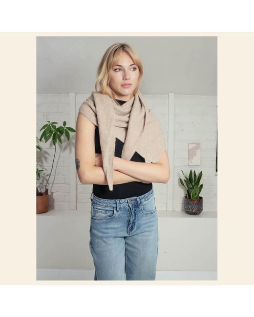 Nooki Design Neutrals Edwina Knitted Triangle Scarf in Grey | Lyst UK