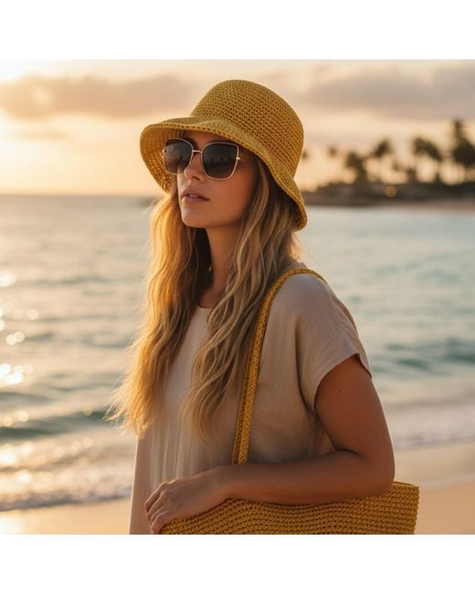 Springmoonatelier Luxury Handmade Raffia Crochet Bucket Hat – Premium ...