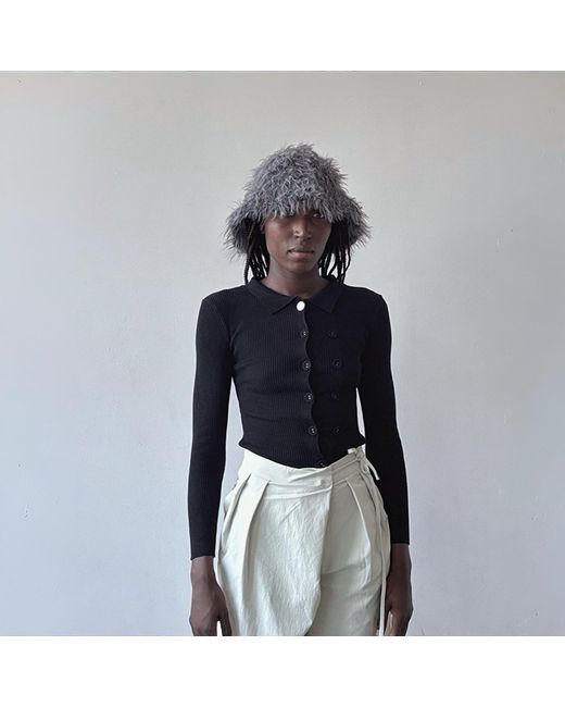 London Atelier Byproduct Rib Knit Shirt Top With Button Details in ...