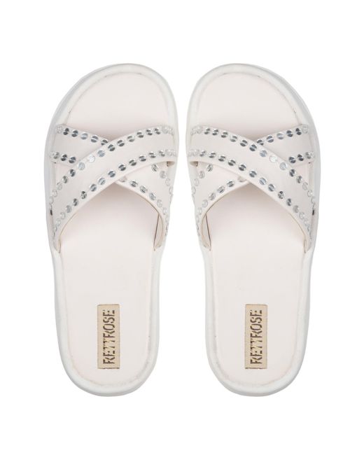 Rettrose The Willow Luxury Cross Over Embellished Slides in White | Lyst UK