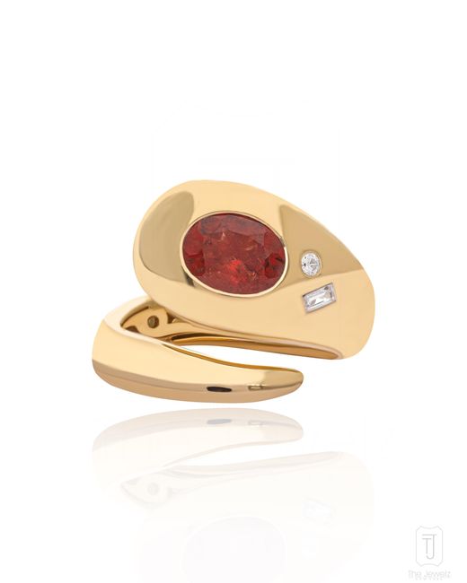 The Jewelz Eraya Crimson By-Pass Ring in Pink | Lyst