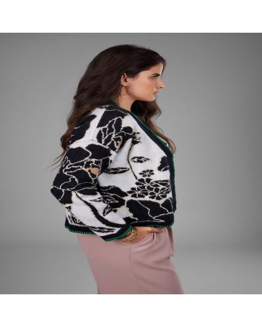 Saachi Abstract Floral Button Cardigan in Black | Lyst