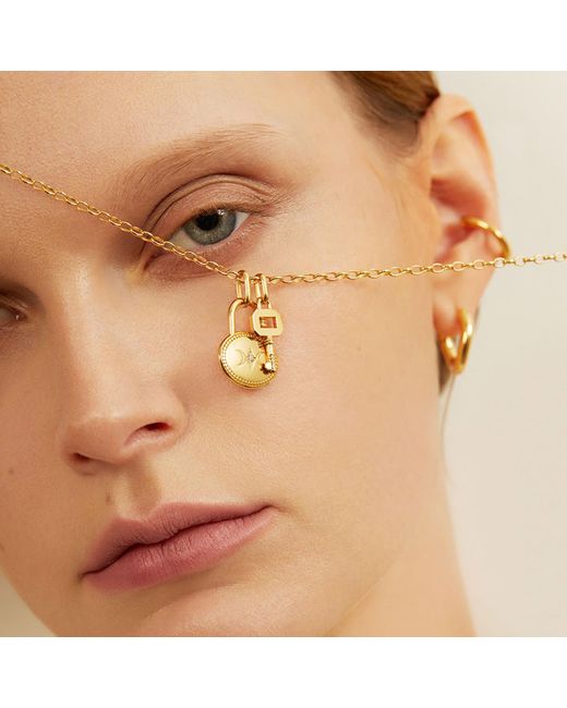 Cote Cache Côtê Caché Lock & Key Chain Necklace in Metallic | Lyst UK