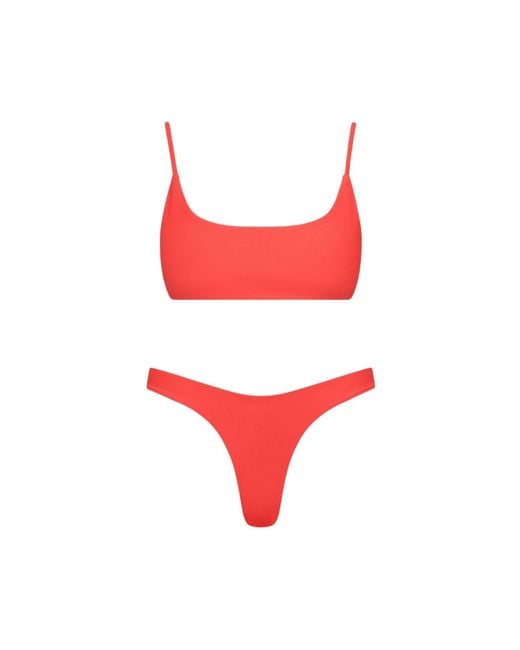 Playaluxe Malibu Bralette String Tie Bikini Set in Red | Lyst UK