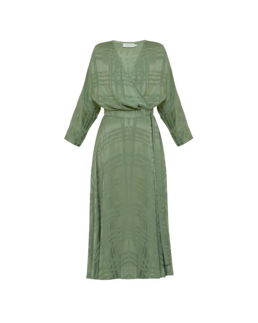 UNDRESS Cleo Fern Cupro Midi Wrap Dress With Cirlce Cut Skirt in Green ... UNDRESS Cleo Fern Cupro Midi Wrap Dress With Cirlce Cut Skirt in Green ...
