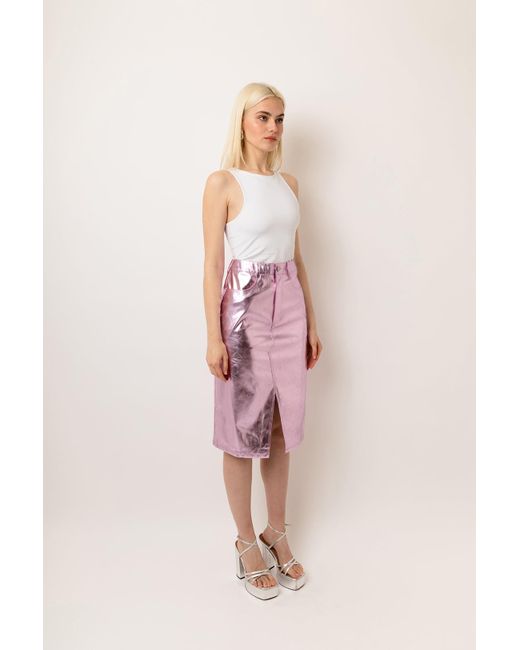 Amy Lynn Lupe Ice Pink Metallic Midi Skirt Lyst