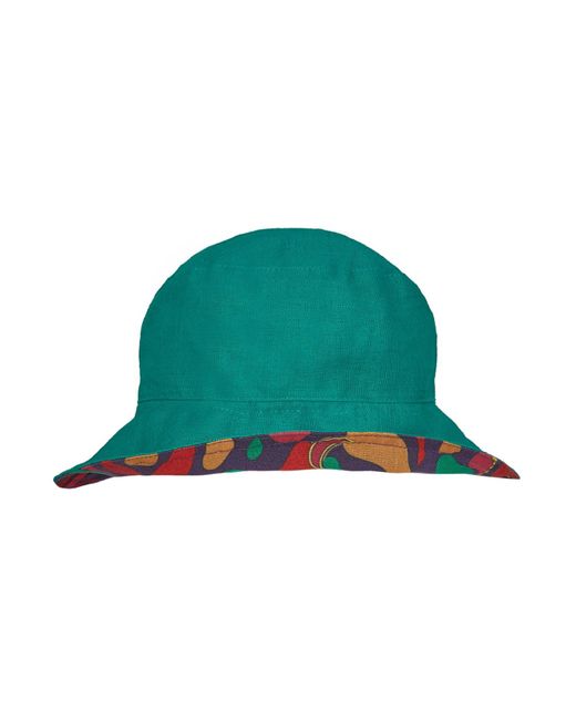 Selini Phoenix Pop Reversible Linen-Blend Bucket Hat in Green | Lyst