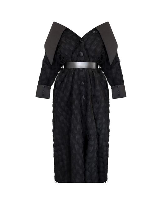Mèsan Long Seashell Coat With Fringe in Black | Lyst