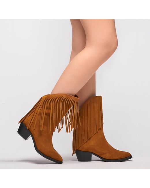Moja Evelyn Suede Cognac Boots in Brown | Lyst