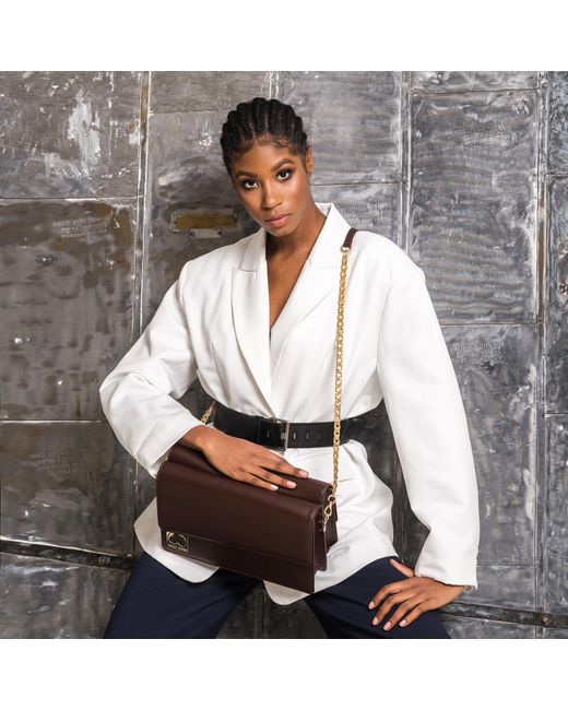 Emily Jones Chestnut Soft Double Flap Crossbody Bag/ Hardware in Brown ...