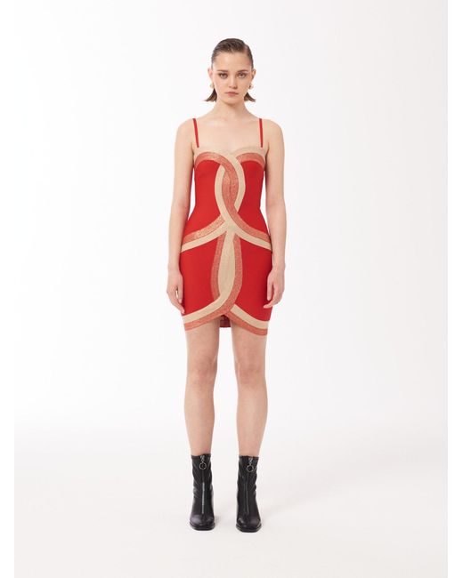 Sour Figs Contrast Panel Bandage Mini Dress in Red | Lyst