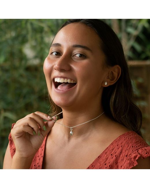 Lily Charmed Sterling Acorn Charm Necklace in Metallic | Lyst UK