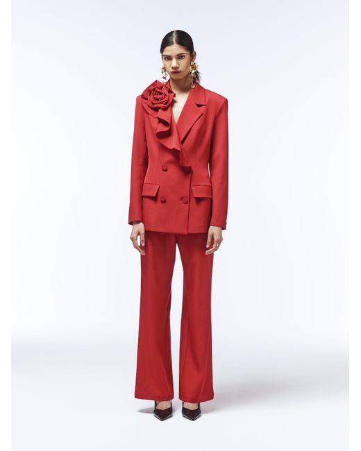 Sour Figs Rose-Detail Double-Breasted Blazer in Red | Lyst UK