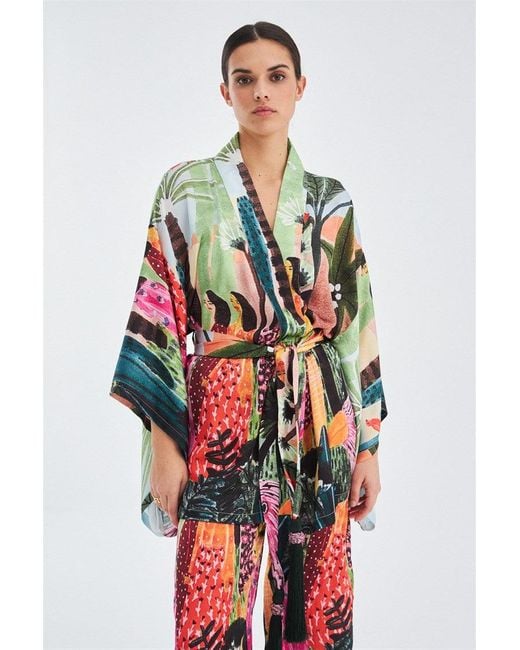 Peraluna Shuko Matt Satin Short Kimono in Red | Lyst UK