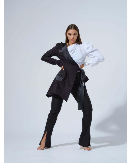 Tia Dorraine Double Identity Asymmetric Half Blazer in Blue | Lyst