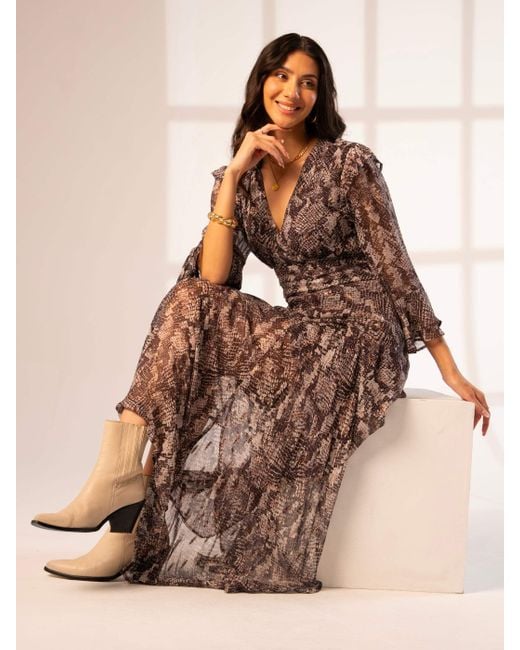 Rose & Nancy Lizzie Snake Sparkle Print Maxi Dress | Lyst UK