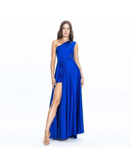 Angelika Jozefczyk Corsete Satin Evening Gown Fabia in Blue | Lyst