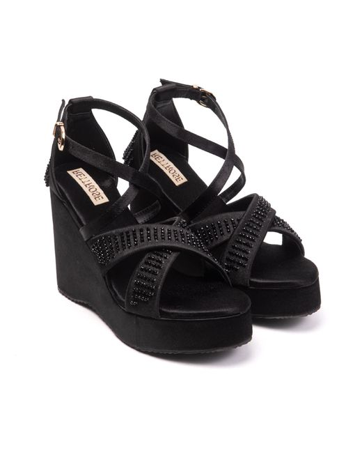 Rettrose Genesis Hand Embellished Luxury Wedge Shoe in Black | Lyst