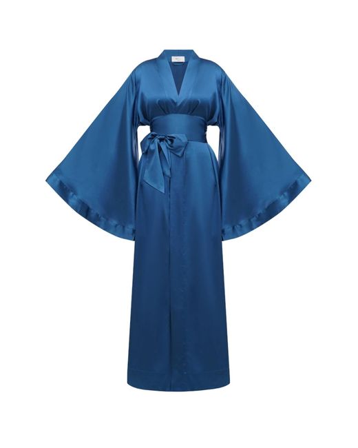 KÂfemme Peacock Classic Maxi Kimono Robe in Blue | Lyst