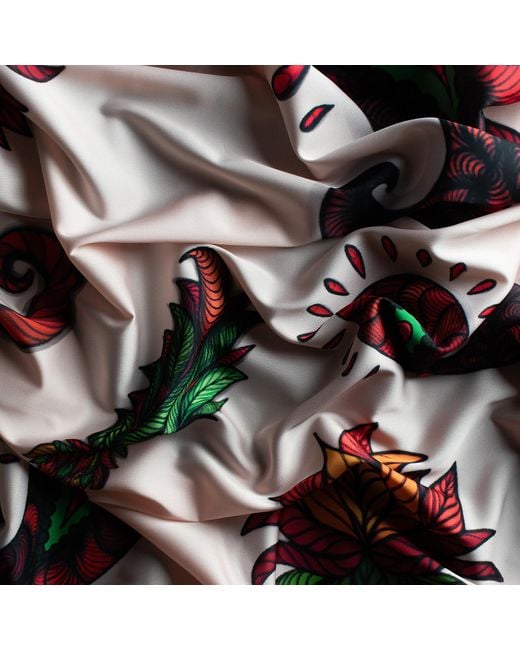 Janara Jones Paisley Print Satin Long Sleeve Maxi Abaya Kaftan | Lyst