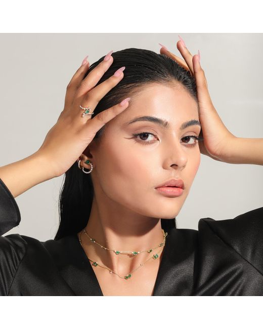 The Jewelz 14K Emeralds Lyra Siren Ring in Green | Lyst