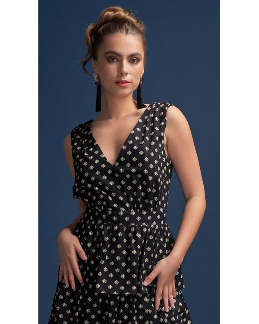 Deer You Kate Kissing Multi Tier Maxi Dress in Black | Lyst