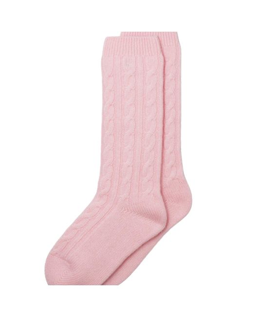 Heather Lynn Pure Cashmere Cable Knit Bed Socks in Pink | Lyst