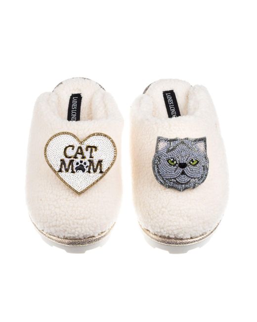 Laines London Neutrals Teddy Closed Toe Slippers With Cat Mum/Mom ...