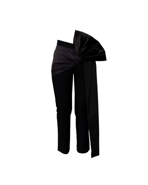Youmsara Draped Bow Pants in Black | Lyst