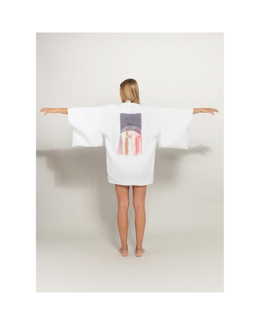 GeeGee Collection Third Eye Hemp Kimono in White | Lyst