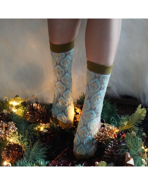 Suki Wang London Peacock Plume Cotton Sock Bundle in Blue | Lyst