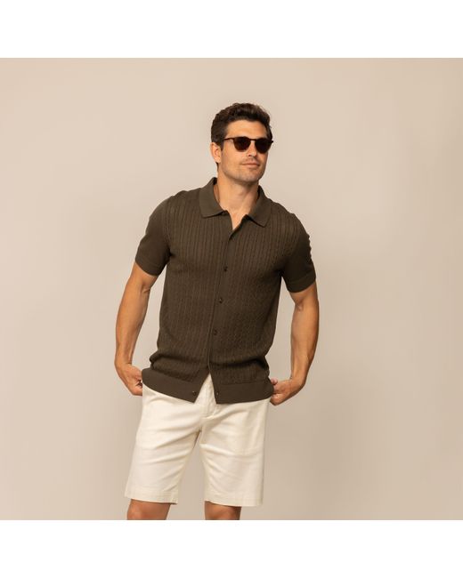 Marané Italian Knit Cable Shirt in Green for Men | Lyst UK