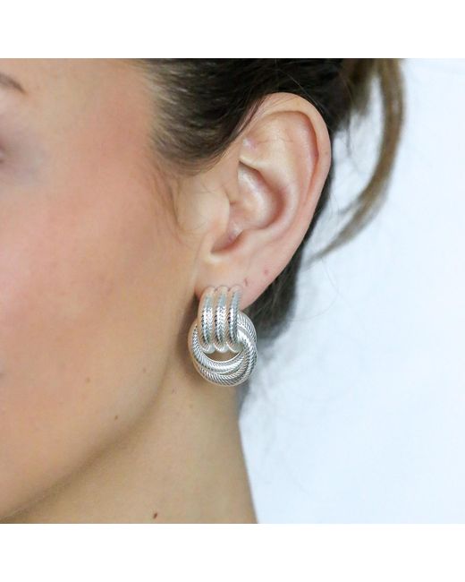 Miss Cecilia The Rope Knot Studs in Metallic | Lyst UK