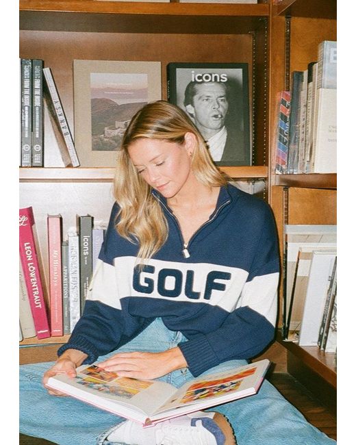 Ellsworth & Ivey Madison Quarter Zip Sweater in Blue | Lyst UK