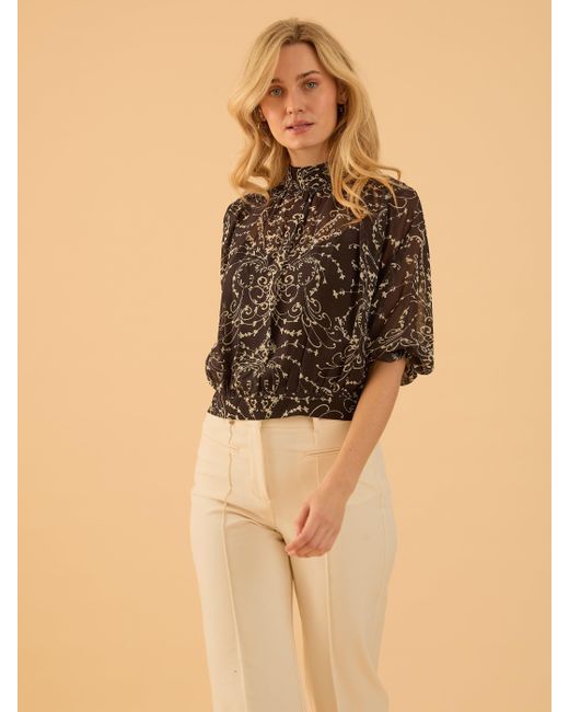 Rose & Nancy Freya Print Blouse in Black | Lyst