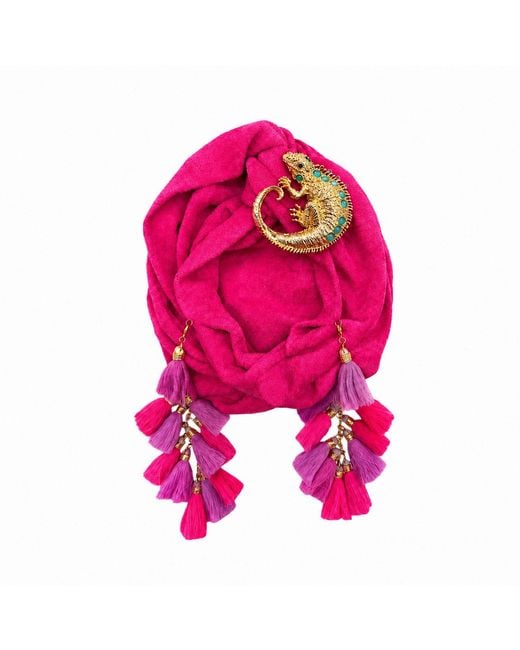 Julia Clancey Iguana Terry Chacha Lilac Turban in Pink | Lyst UK