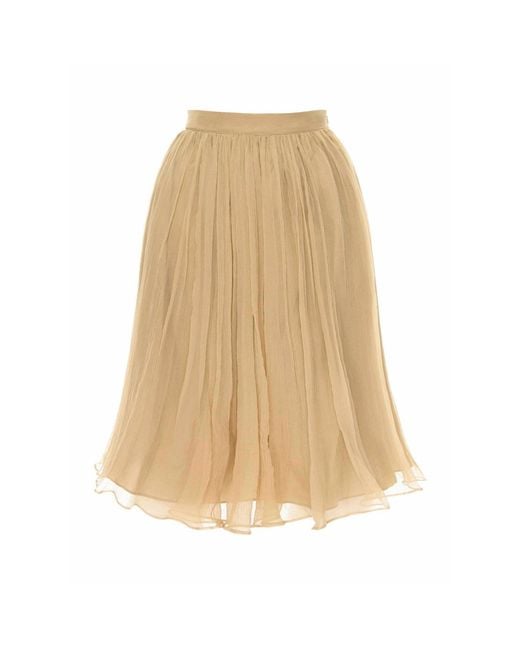 AVENUE No.29 Neutrals Gathered Silk Midi Skirt in Natural | Lyst