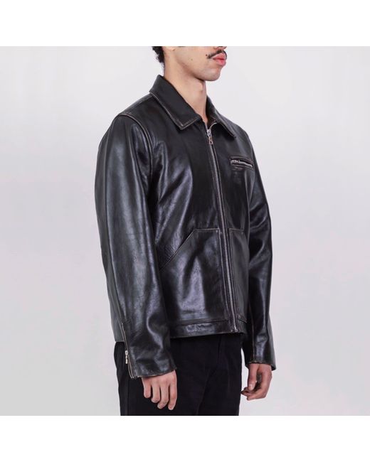 AM London Rider Jacket Vintage Calf in Black for Men | Lyst