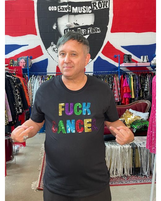 Any Old Iron Fuck Cancer Sequin T-Shirt in Blue for Men | Lyst UK