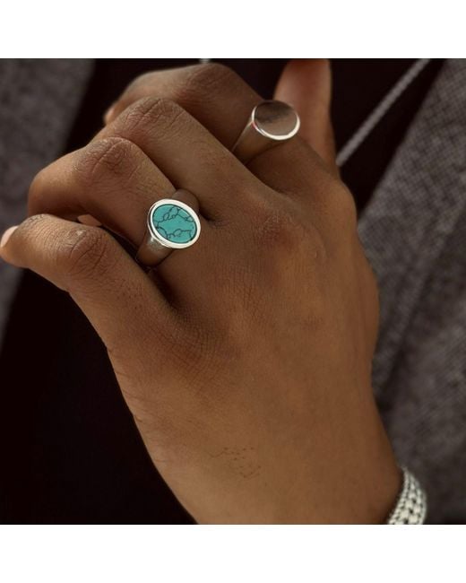 Nialaya Sterling Oval Signet Ring With in Blue for Men | Lyst