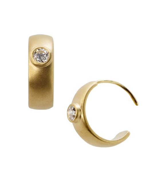 Bombyx House Meme Diamond Huggie Earrings in Metallic | Lyst UK
