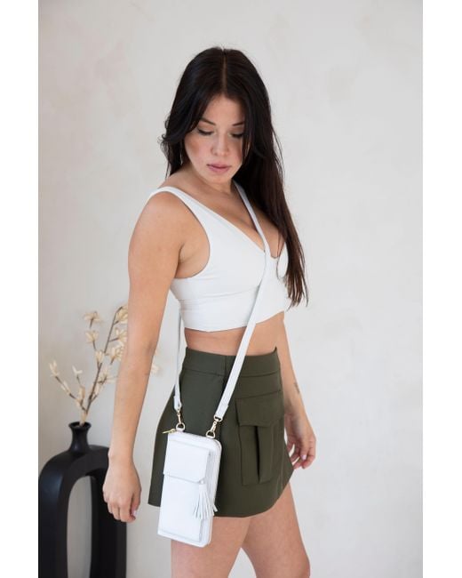 RISA VANCOUVER Three Fold Leather Wallet Crossbody in White | Lyst